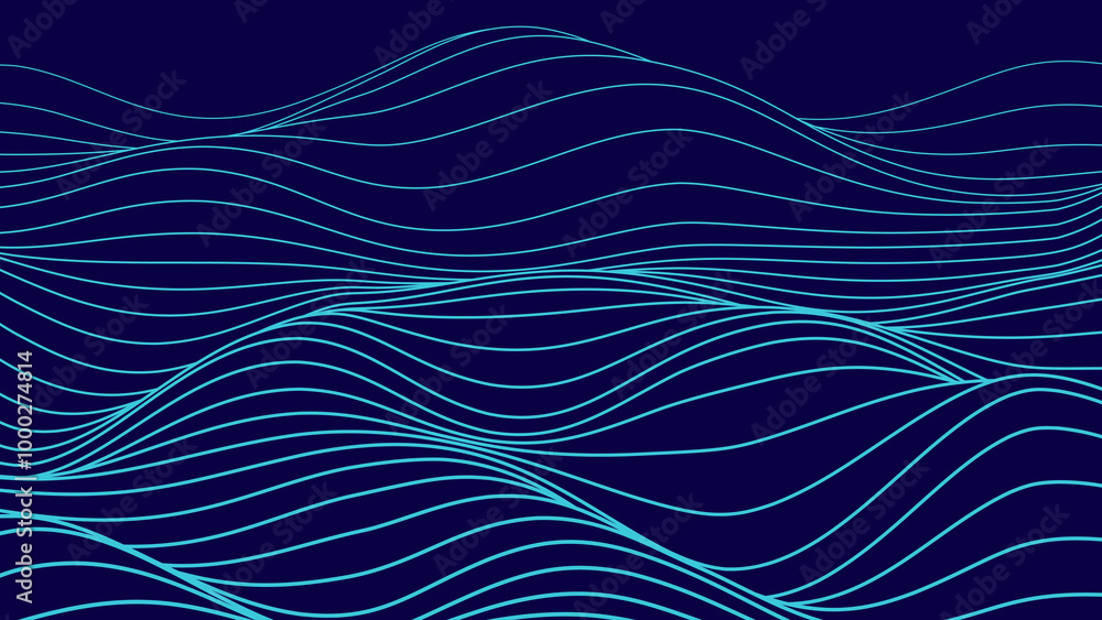Smooth Flowing Dynamic Sound Wave Blue Technology Background. Abstract ...