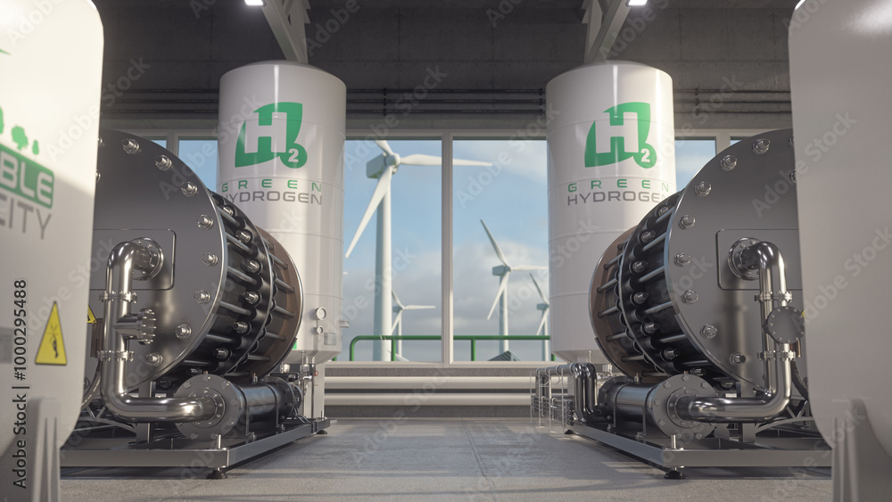 Production of green hydrogen through electrolysis with renewable energy ...