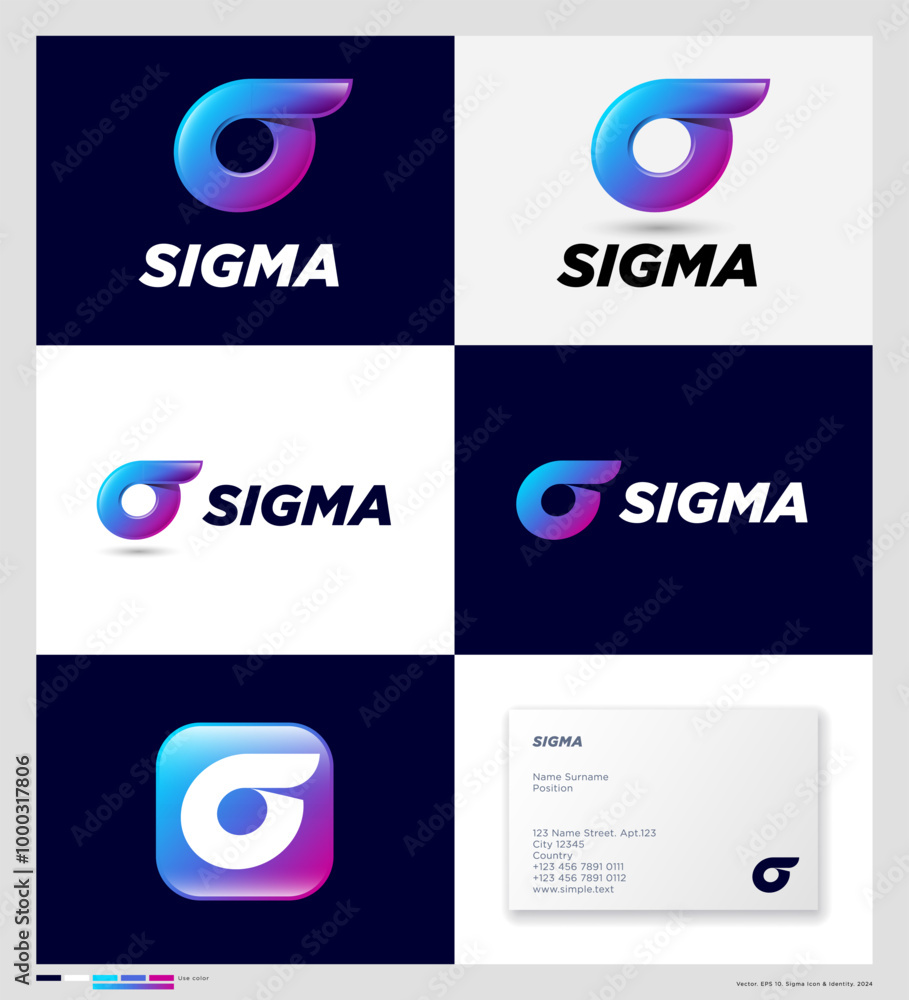 Sigma logo. Monogram. Blue-Purple greek letter Identity, using colors ...