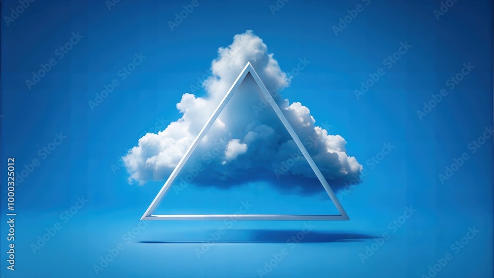 Ilustração Fluffy Triangle Frame Clouds in the Skyline: Majestic Cloud ...