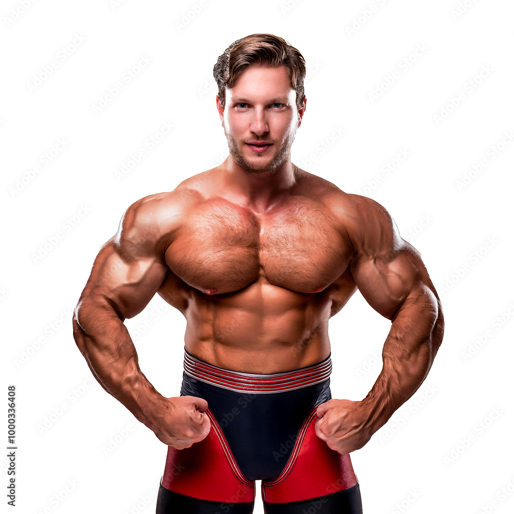 Professional wrestler with a muscular body, isolated on transparent ...
