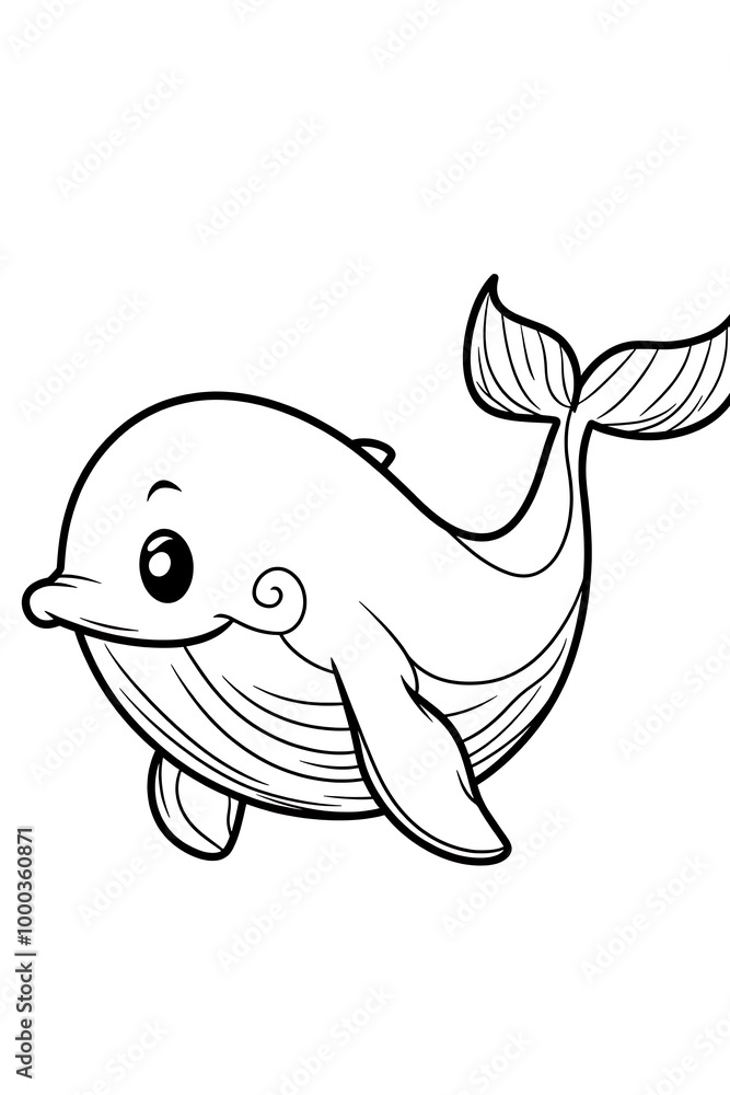 Cute Cartoon Whale Coloring Page Illustration Stock Illustration ...