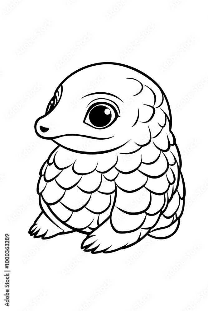 Cute Pangolin Animal Cartoon Illustration Black and White Outline Stock ...