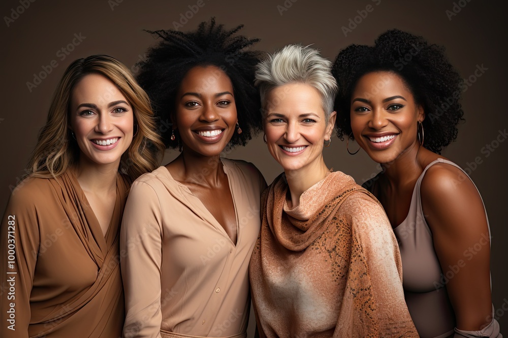 diverse group of women over dark background, international womens day ...