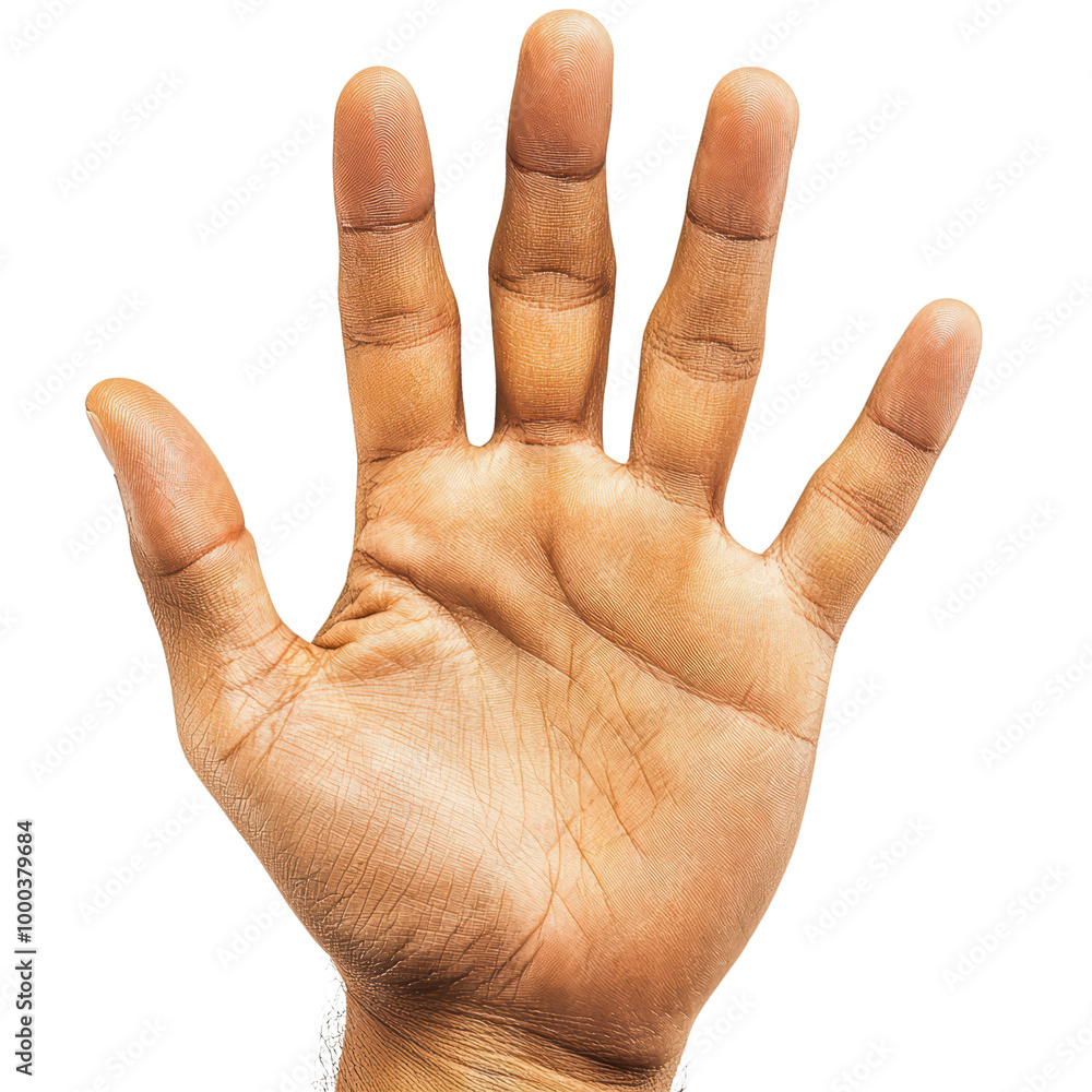 Open human hand showing palm isolated on transparent background. Stock ...