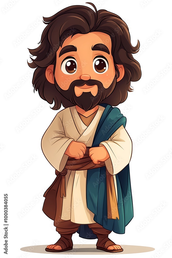 Cute Cartoon Illustration of Jesus Christ Stock Illustration | Adobe Stock