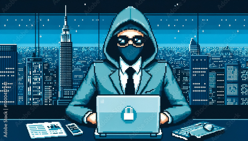8bit pixel art style illustration of hacker Stock Illustration | Adobe ...