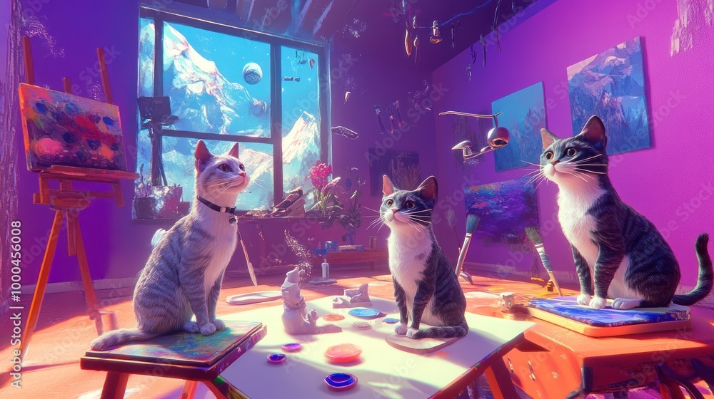 A virtual art class where cats create 3D sculptures in a VR environment ...