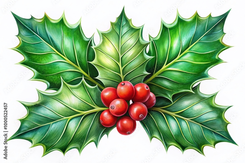 Step-by-step guide on how to draw a Christmas holly leaf with a ...