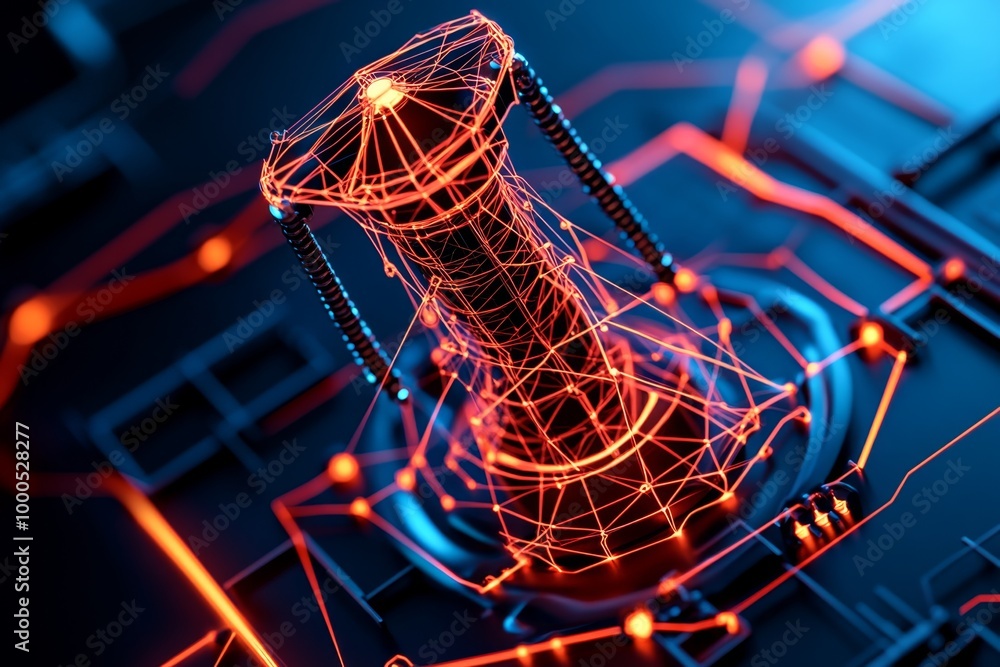 Abstract power grid icon, showing lines and connections representing ...