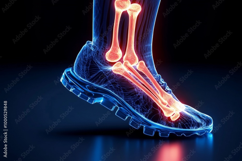 Foot stress fractures illustration, displaying common fracture sites ...