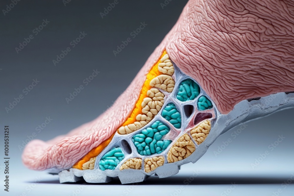 Human foot skin anatomy, showing the different layers of skin ...