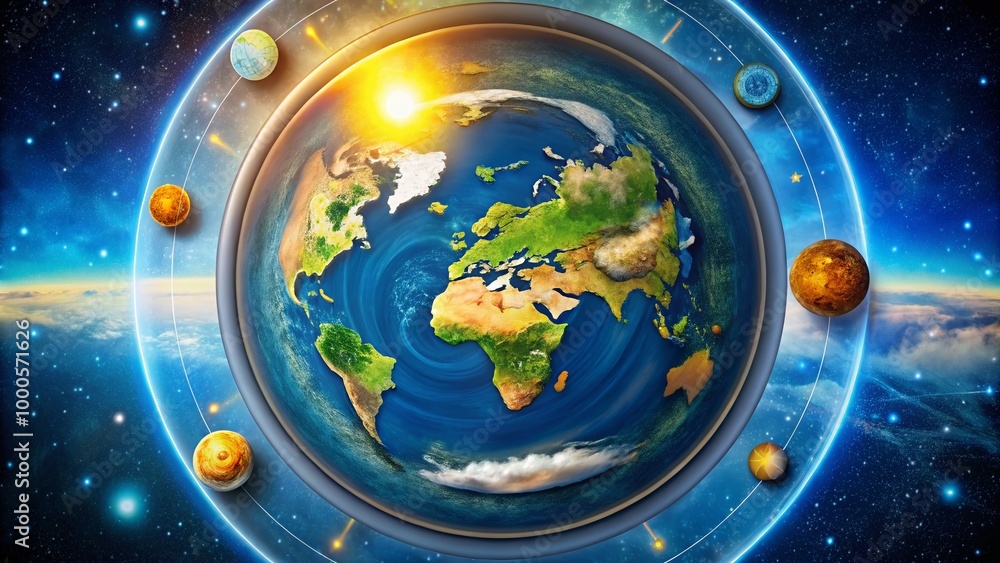 Visual Representation of Flat Earth Concept with Time Zones ...