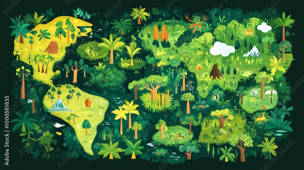 Vibrant Global Forest Biomes Map showcasing tropical rainforests ...
