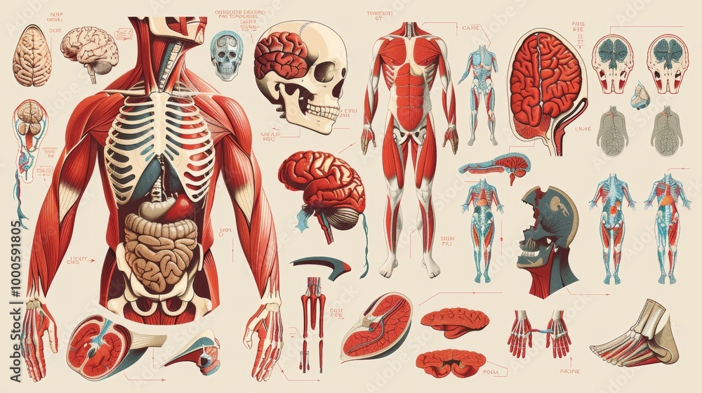 Detailed Anatomical Diagram of the Human Body with Labeled Internal ...