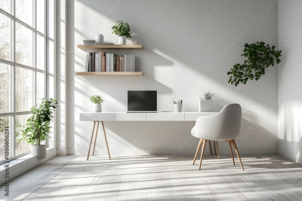 interior architectural design, home office for modern minimalistic ...