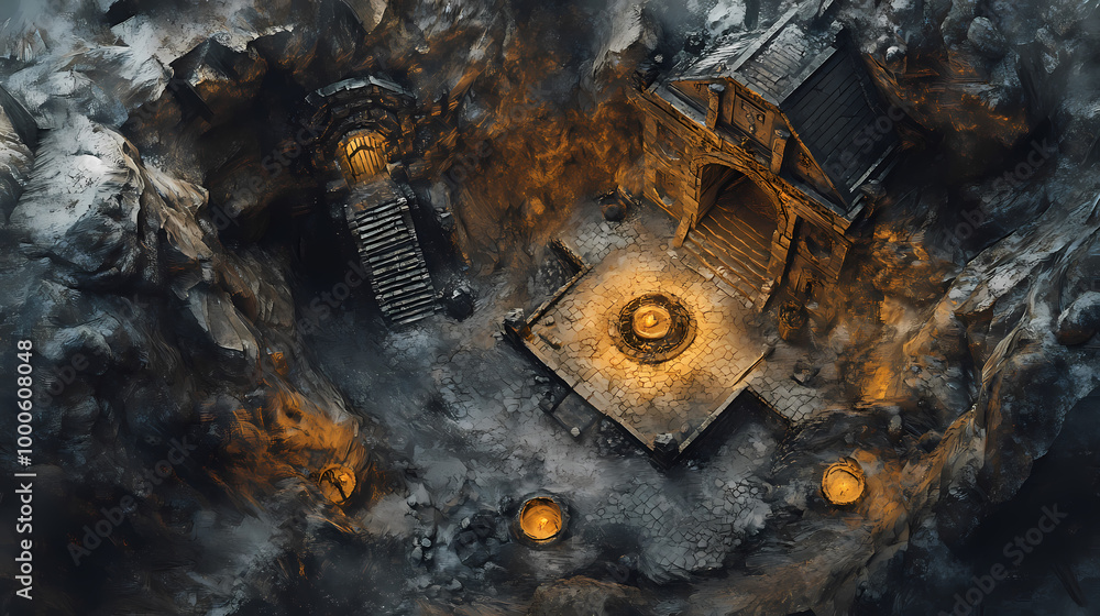 Dnd battlemap dwarven, mine, battlemap, entrance, underground, map ...