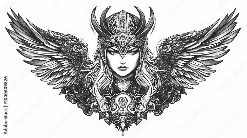 Ethereal norse inspired tattoo design with mythological symbols and ...