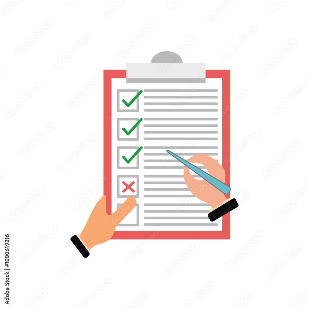 Checklist icon in flat color style. Checklist document check mark. checklist clipboard ...