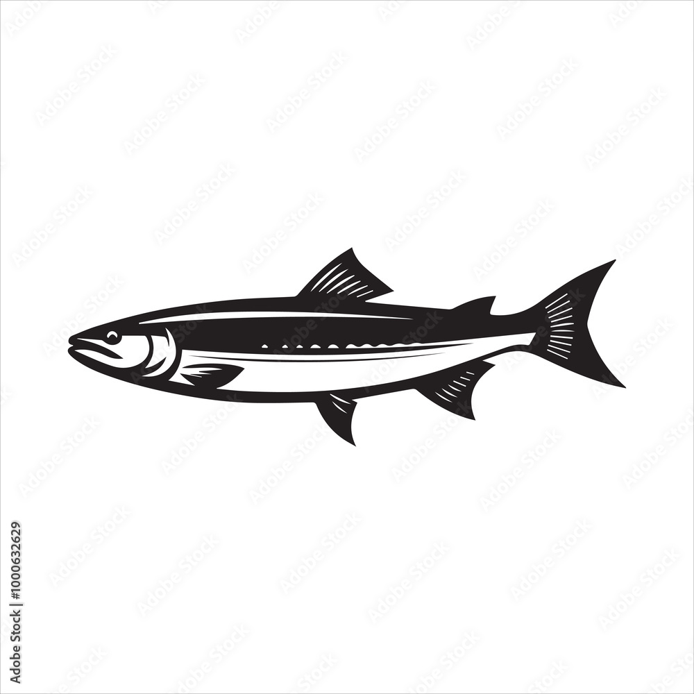 Arctic char Fish Vector illustration in black and white - Fish Clipart ...