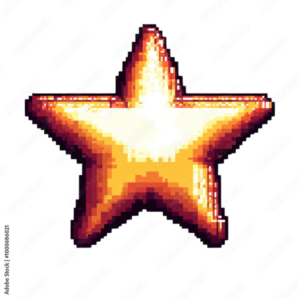 Pixel Star: A retro pixelated star designed with blocky, pixel art style. png, transparent ...