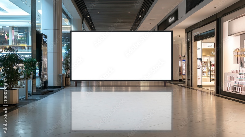 Mockup blank LED Screen billboard in front of entrance of cosmetics ...