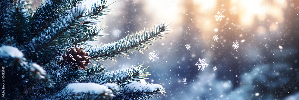 Winter Landscape - Fir Tree With Snow And Forest In Background ...