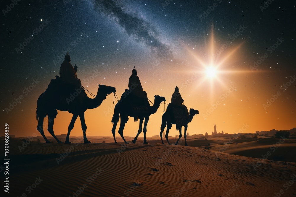 Silhouette of the three Wise Men, Melchior, Gaspar and Balthazar, on ...