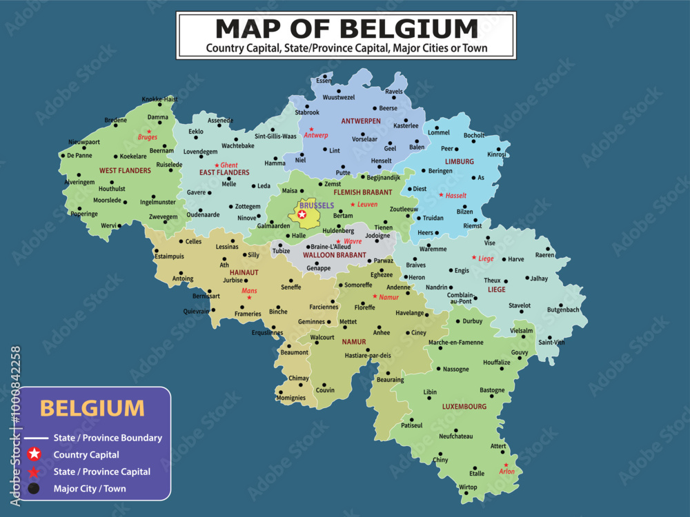 European Country Geography Political map. Political map of country with ...