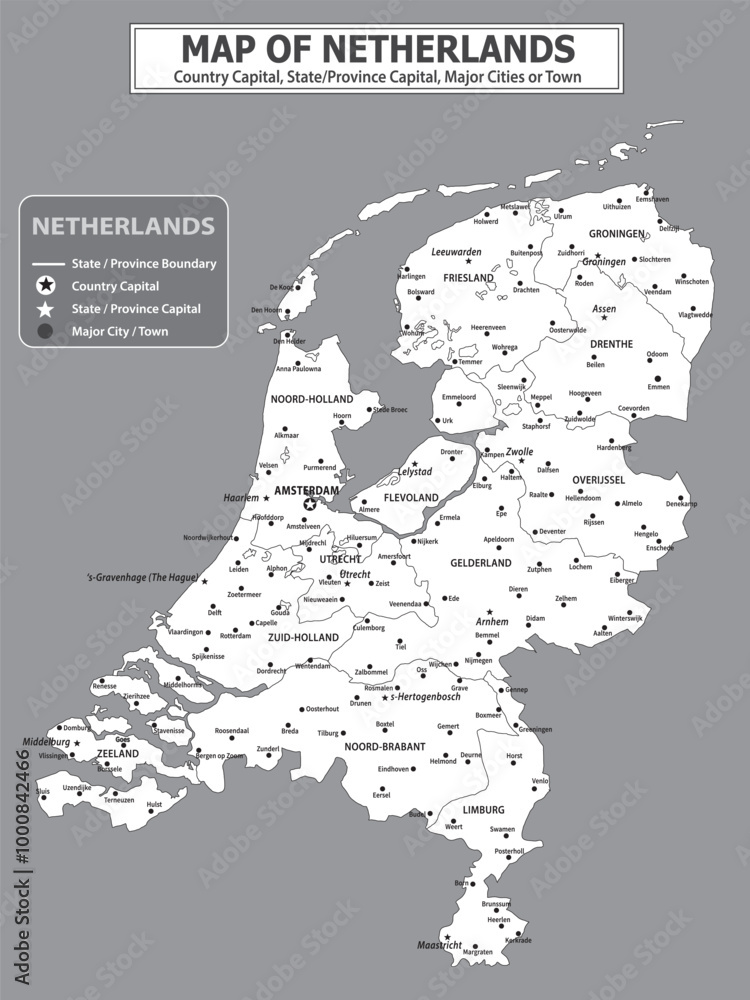 European Country Geography Political map. Political map of country with ...