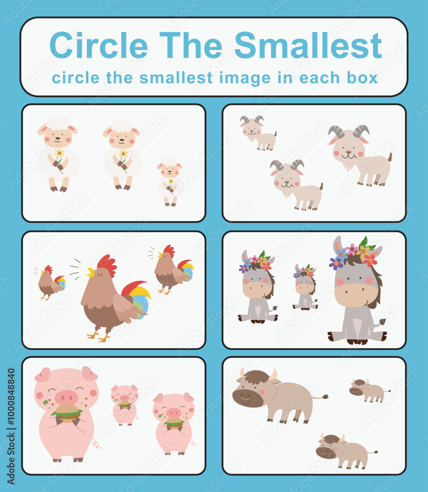 Circle the smallest worksheet. Learning about comparison. Printable ...