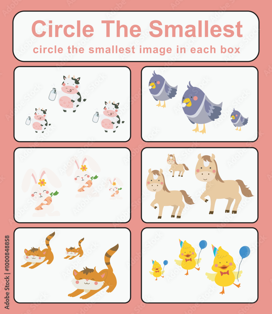 Vector de Stock Circle the smallest worksheet. Learning about ...