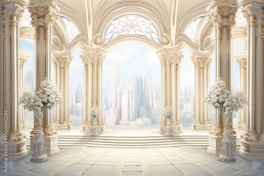 Palace interior background castle hall Stock Illustration | Adobe Stock