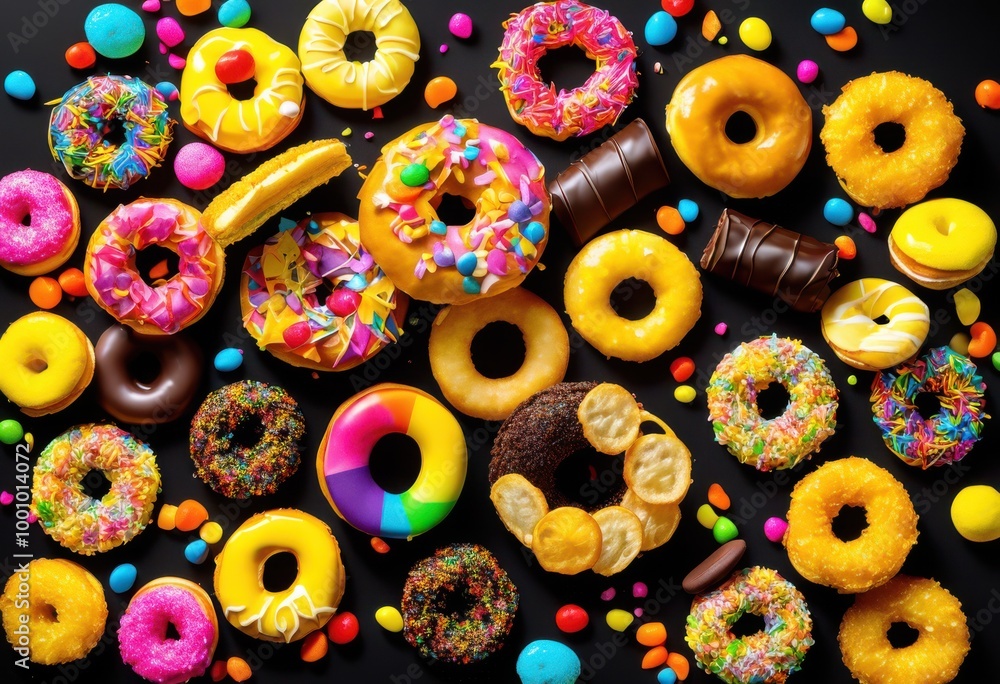 vibrant eye catching array colorful junk food items perfect visual ...