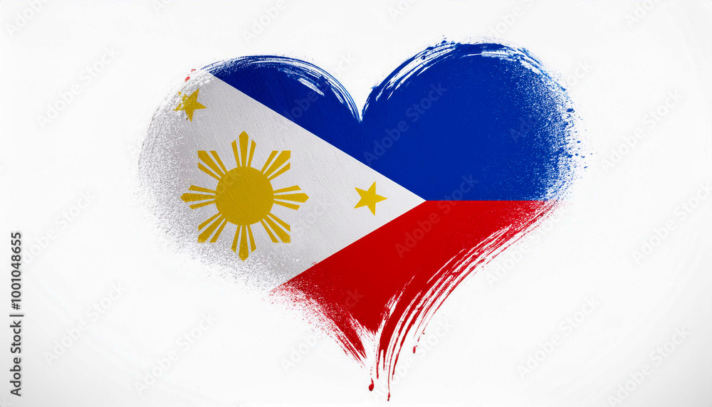 Paint stain in the shape of a heart in the colours of the Philippine ...