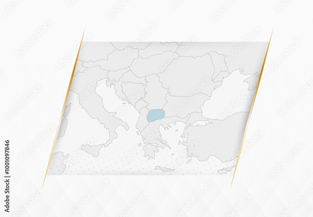 North Macedonia Map in Blue with Gold Framed Accents. Modern Vector Map ...