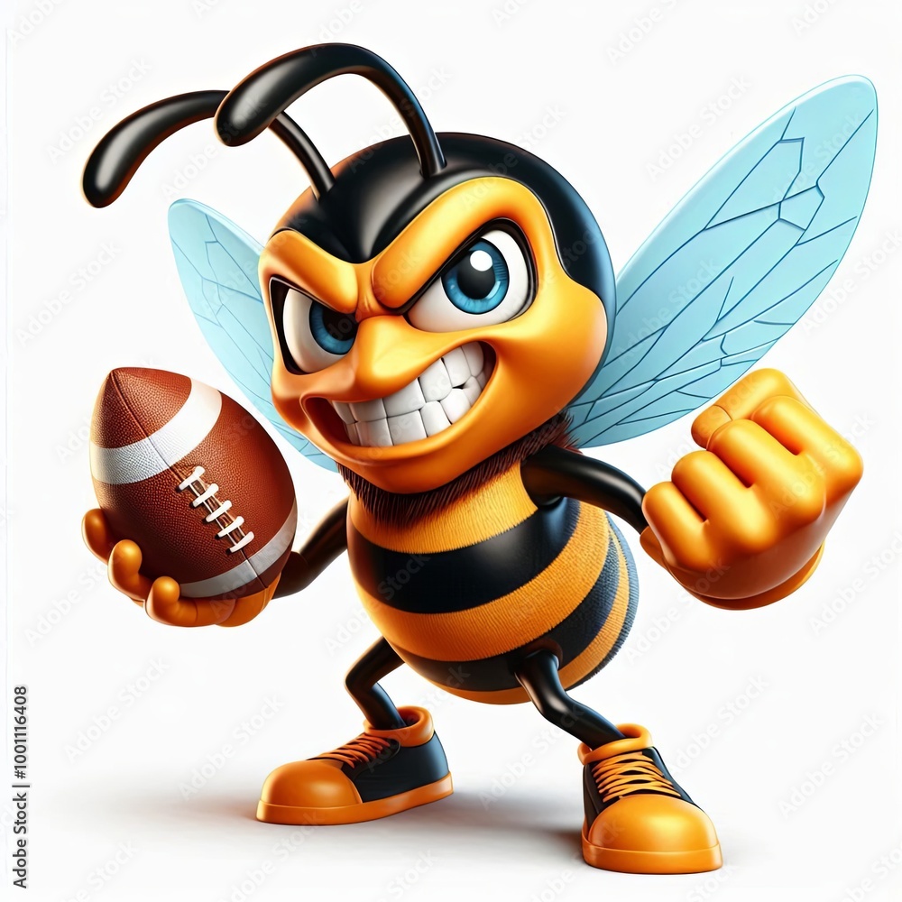 Cartoon Angry Hornet Mascot Pro character, 3d Generative aI Stock ...