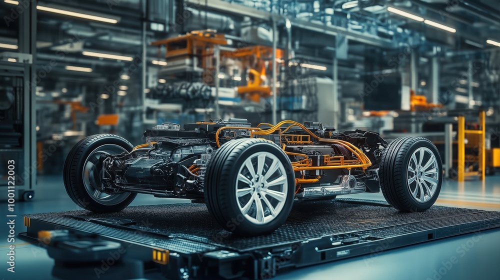 Assembly of an electric vehicle in a modern and technologically advanced automotive plant Stock ...