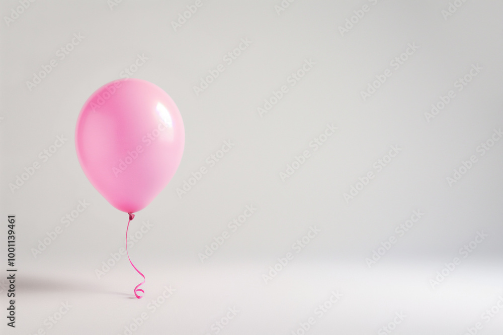 Pink balloon on simple white background, minimalist design, single pink ...