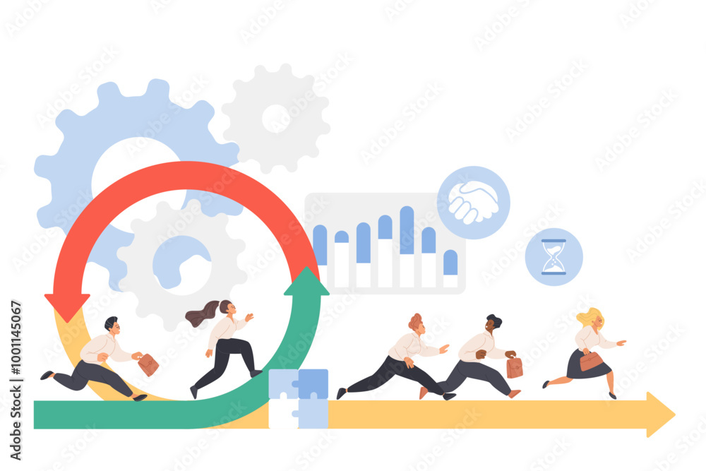 Agile scrum methodology, project management and organization, cyclic ...