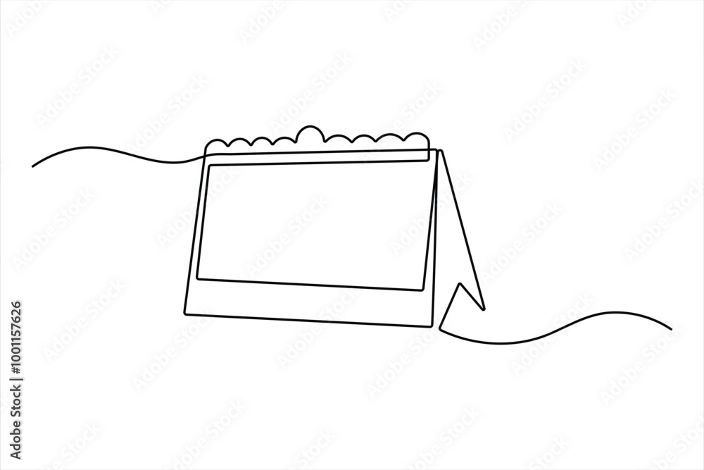 Single line art table calendar Month Date continuous drawing of outline ...