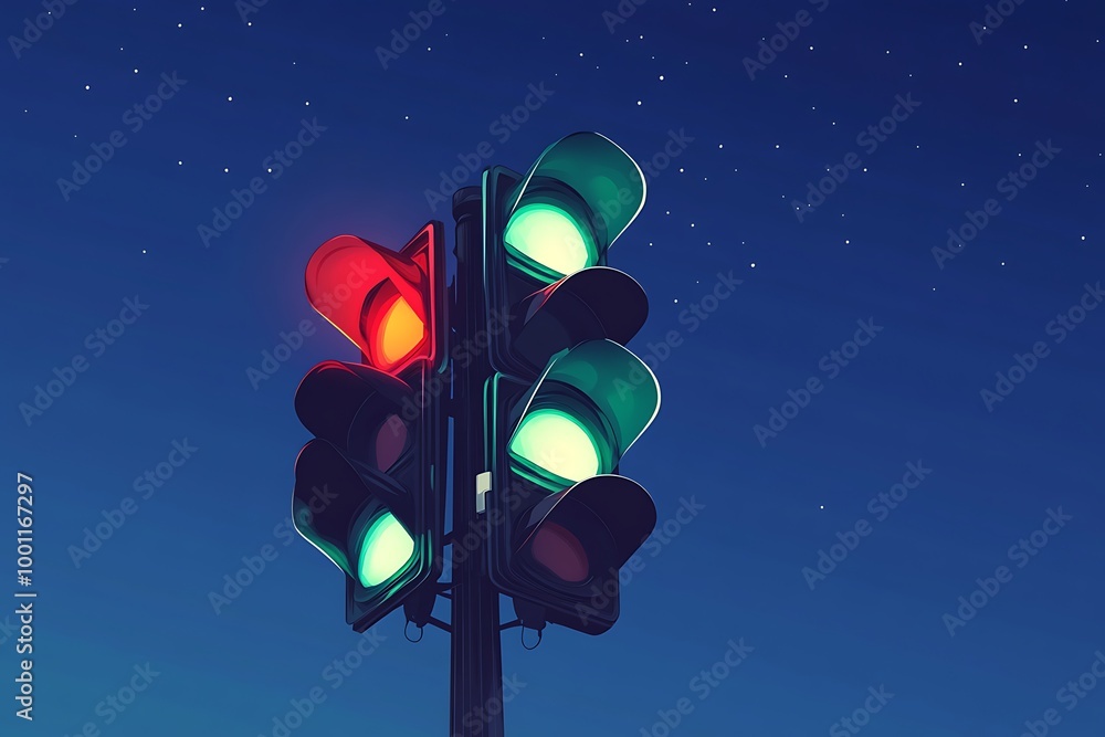 Traffic light for cars. Traffic light for pedestrians. Empty traffic ...