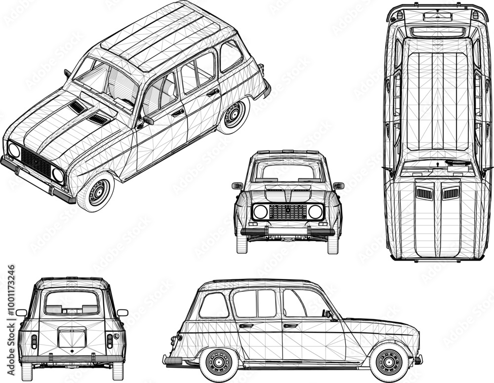 Vector sketch illustration of the silhouette of a classic vintage taxi ...