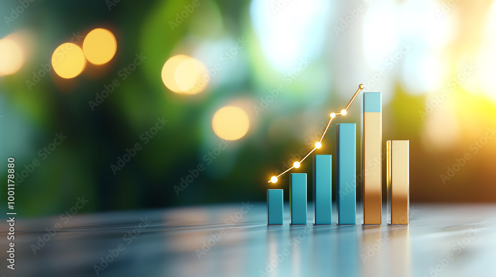 Statistical report with bar charts, line charts, pie charts, 3D ...