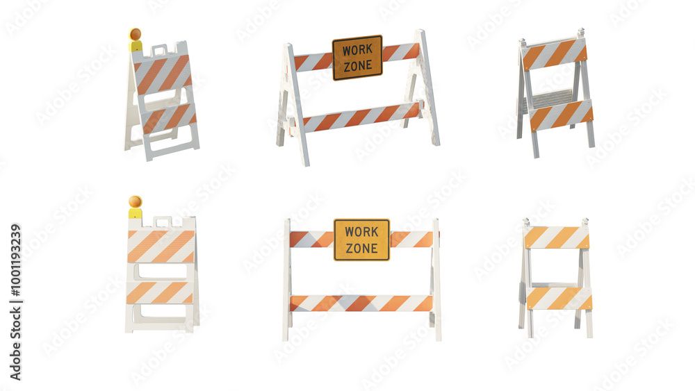 isolated cutout of warning sign construction barrier render , best use ...