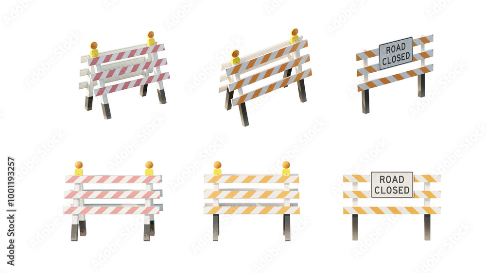 isolated cutout warning sign construction barrier render , best use for ...