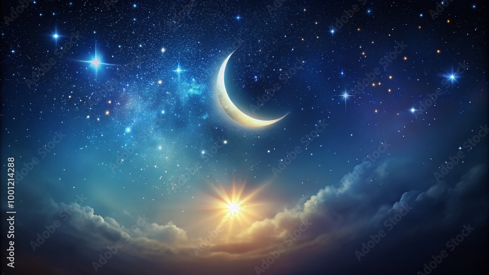 Mysterious dark gradient background with subtle starry night sky ...