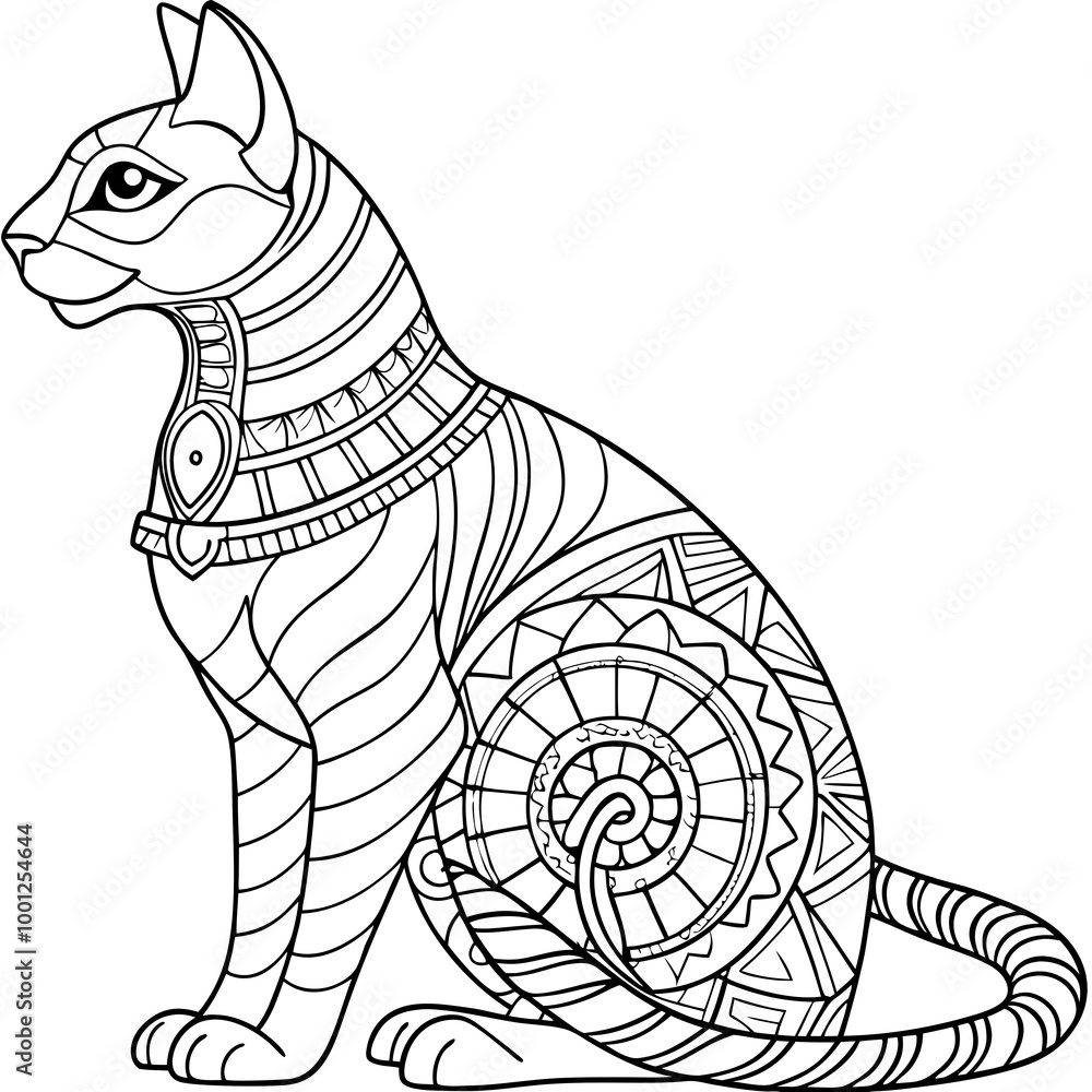 egyptian cat zentangle vector coloring page Stock Vector | Adobe Stock