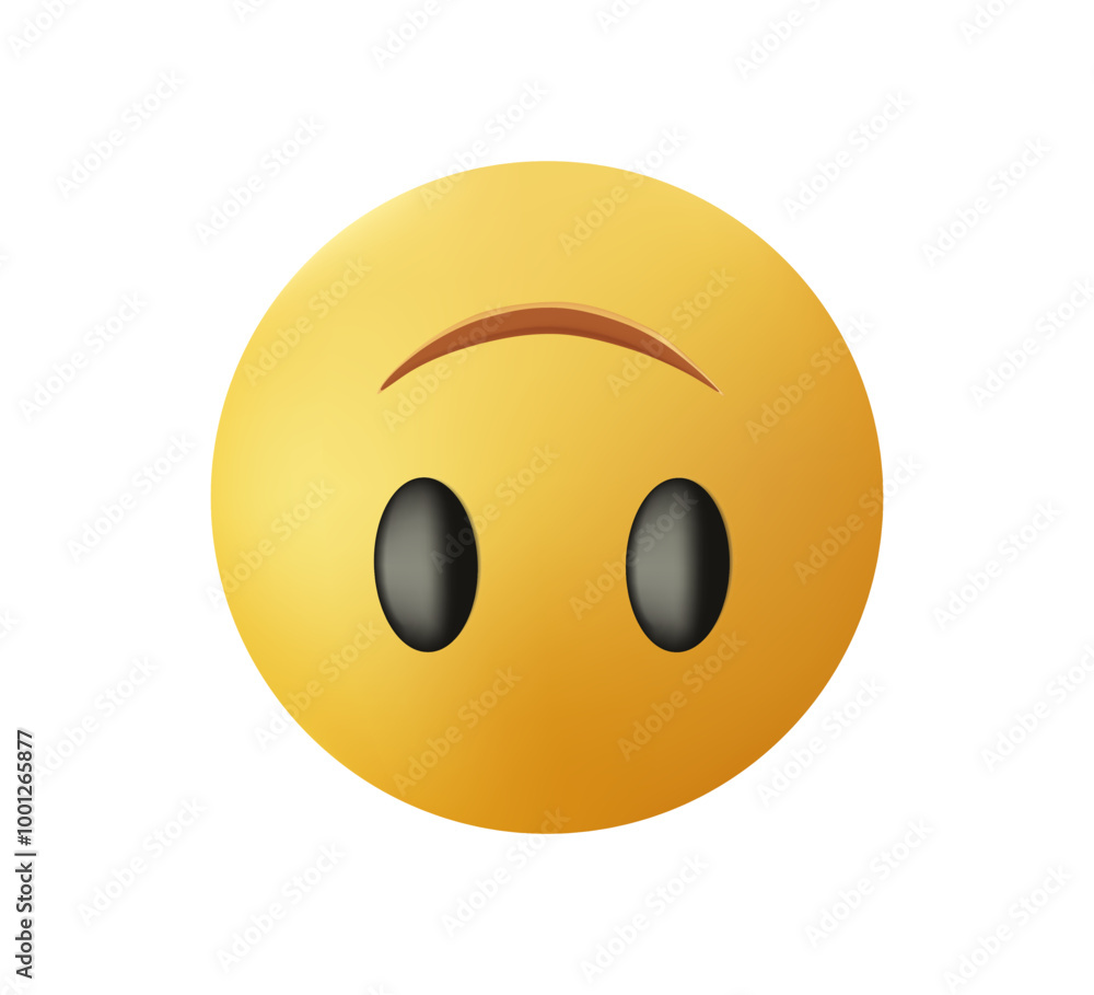 Emoticon Upside Down Face Emoji 3D style isolated on white background ...