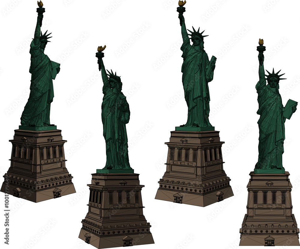 Vector sketch illustration of silhouette design of famous statue in ...